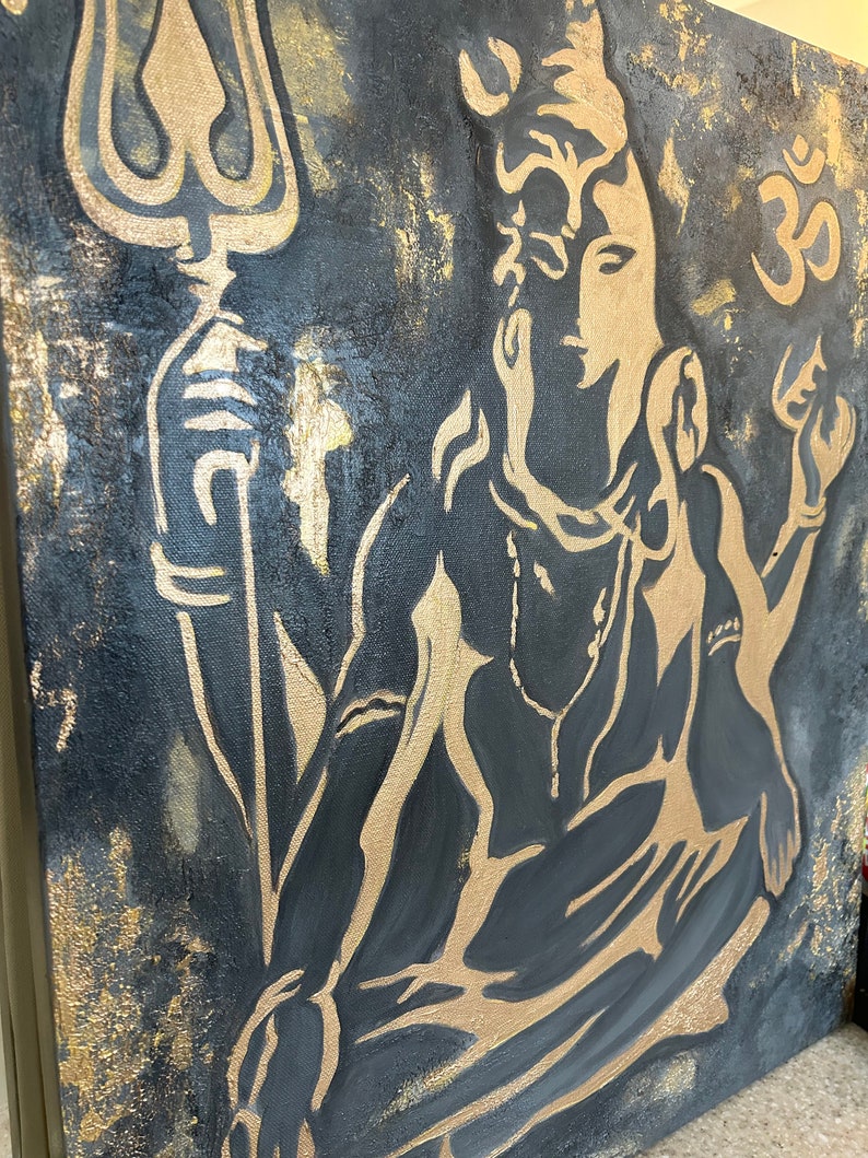 Lord Shiva Original Acrylic Painting,abstract Indian Wall Art Decor ...