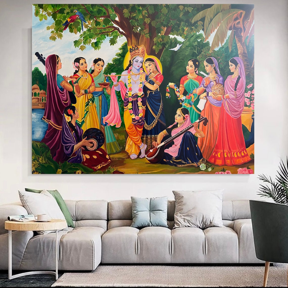 Krishna Original Painting, Radha Krishna Dance ,raas Lila ,oil Painting ...