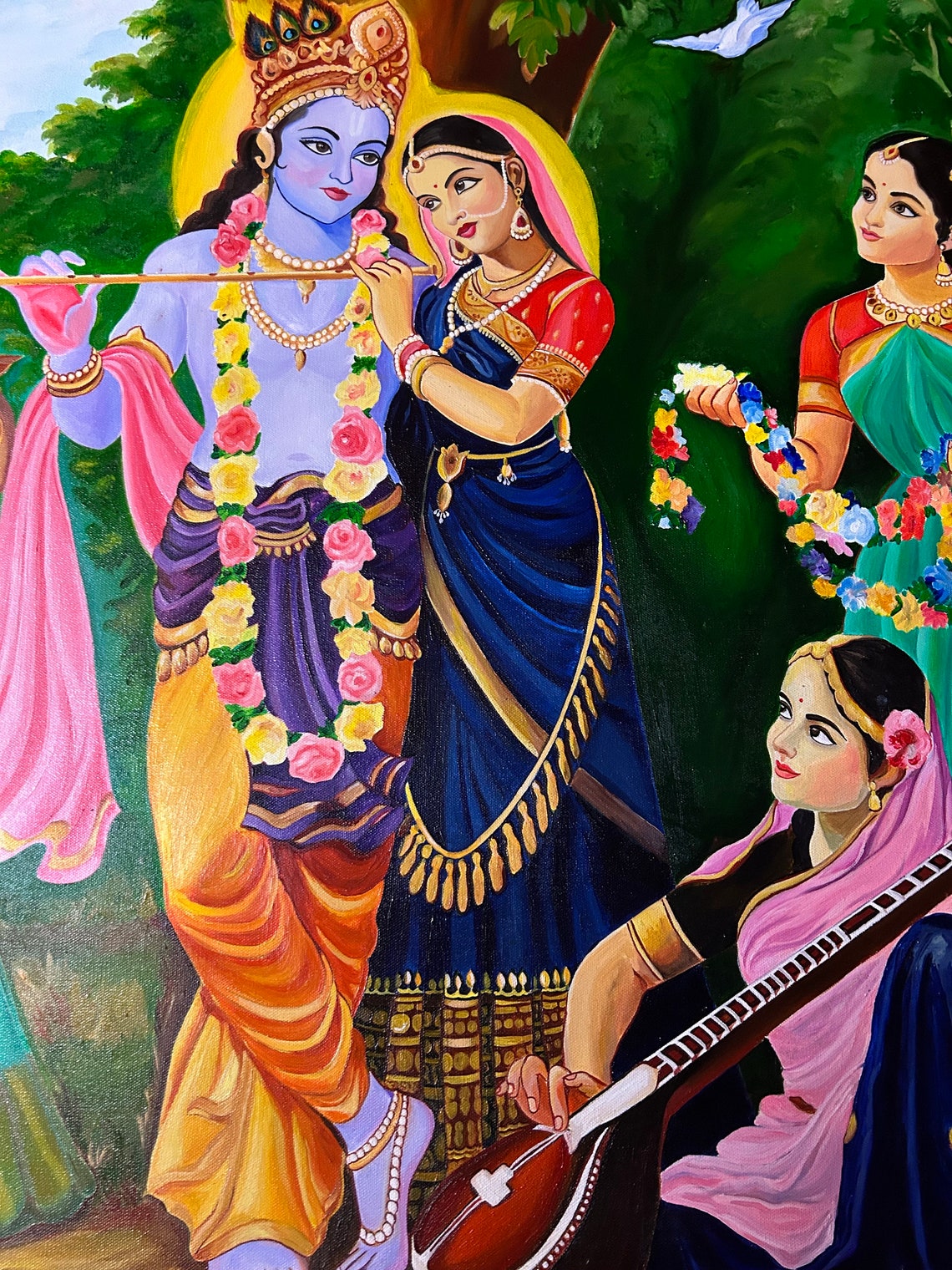 Krishna Original Painting, Radha Krishna Dance ,raas Lila ,oil Painting ...