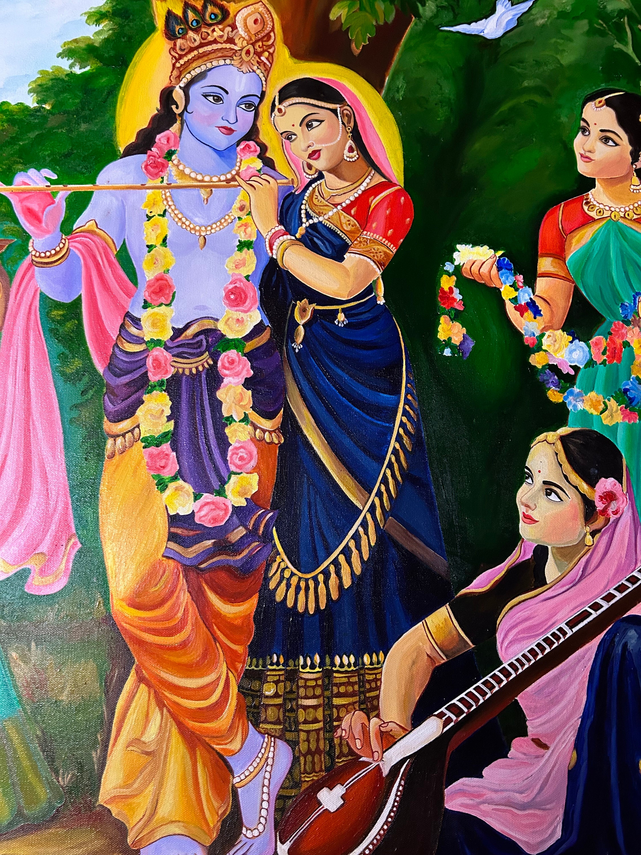 Krishna Original Painting, Radha Krishna Dance ,raas Lila ,oil Painting ...