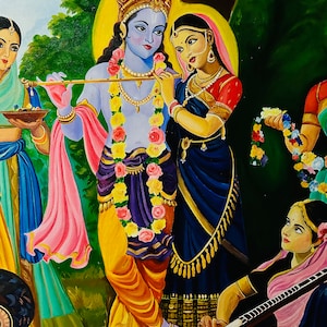 Krishna Original Painting, Radha Krishna Dance ,raas Lila ,oil Painting ...
