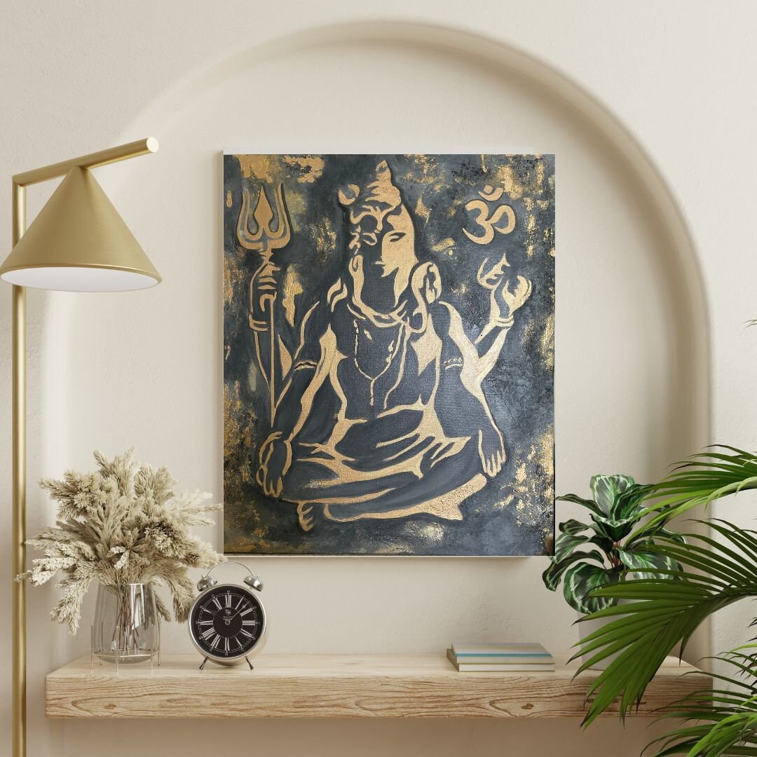 Lord Shiva Original Acrylic Painting,abstract Indian Wall Art Decor ...