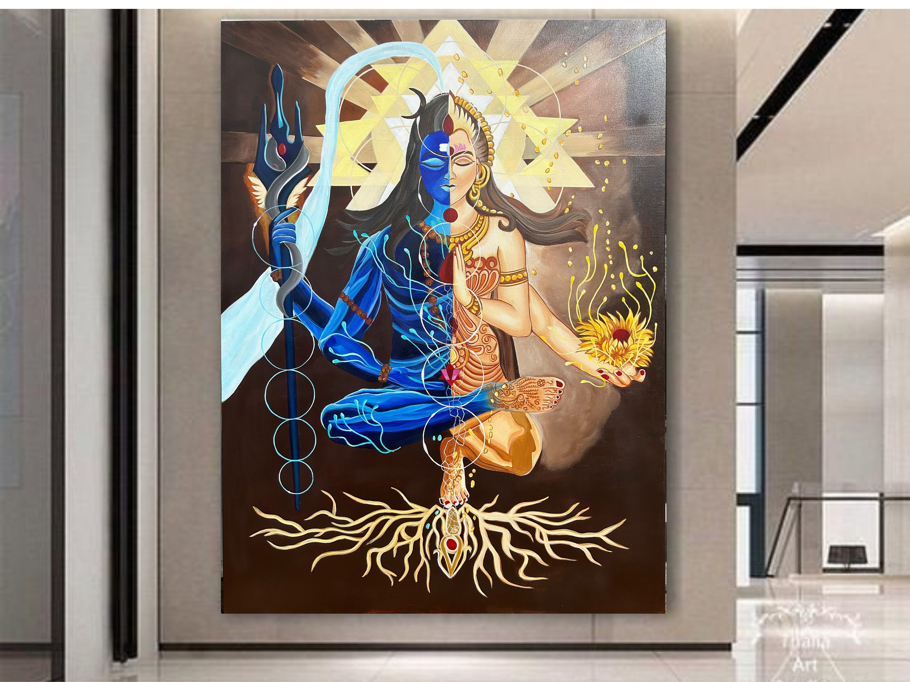 Shiva Shakti, Ardhnarishwara, Shiva Parvati Acrylic Painting,hindu God ...