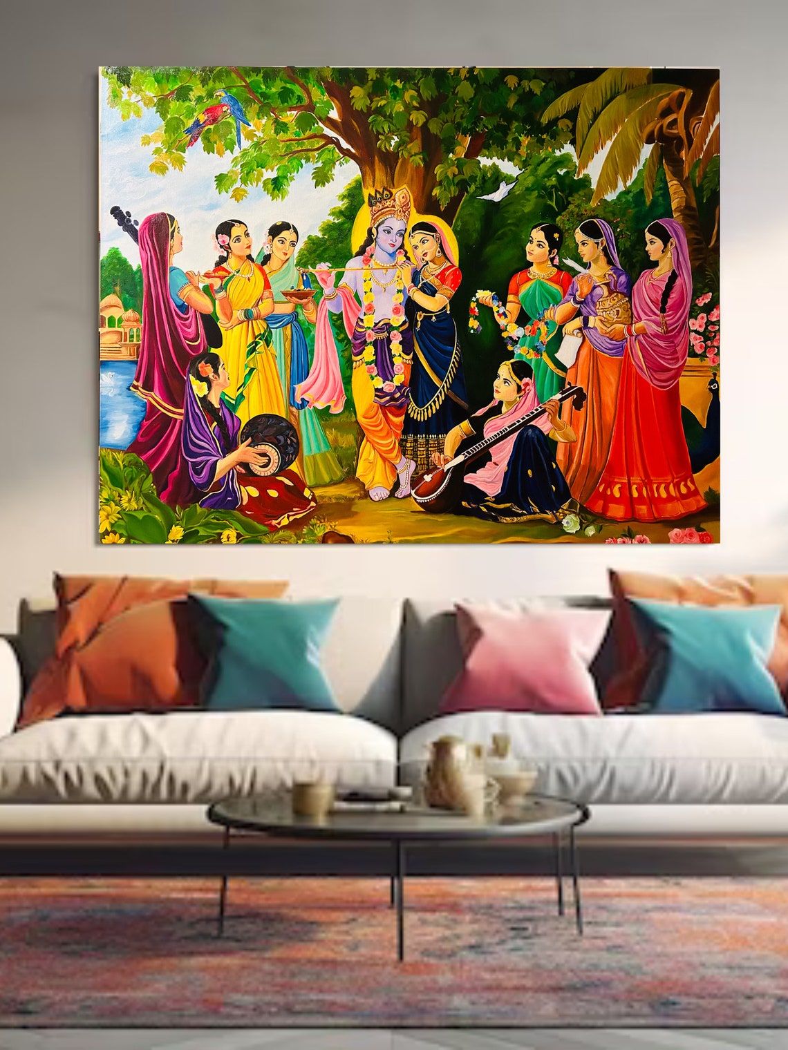 Krishna Original Painting, Radha Krishna Dance ,raas Lila ,oil Painting ...