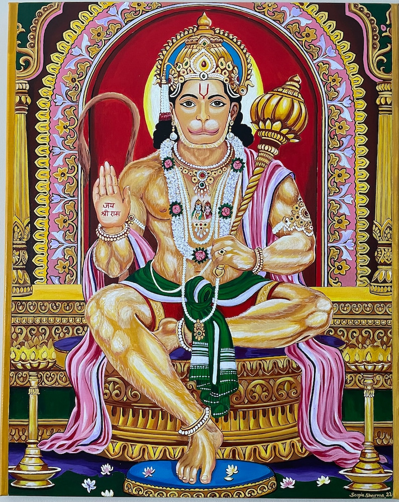 Acrylic Lord Hanuman Ji Painting, Hindu God ,hindu Spiritual Art,lord ...
