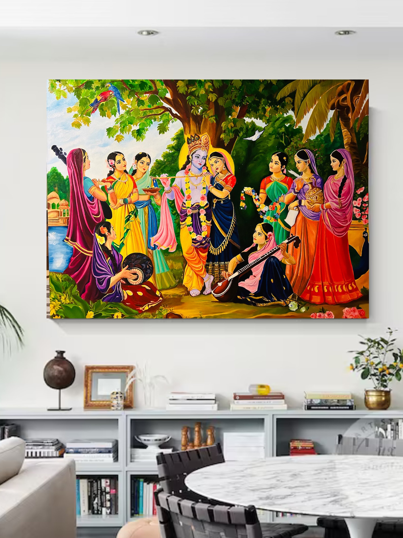 Krishna Original Painting, Radha Krishna Dance ,raas Lila ,oil Painting ...