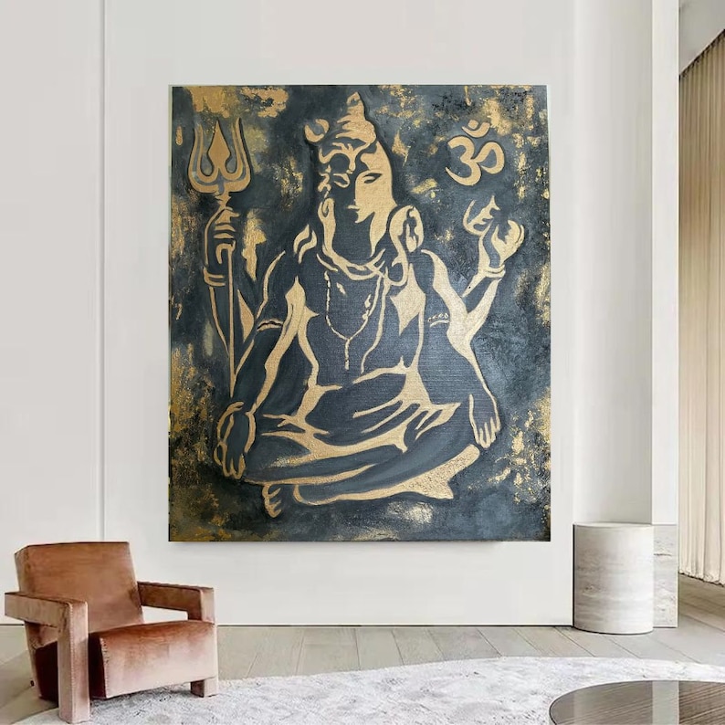 Lord Shiva Original Acrylic Painting,abstract Indian Wall Art Decor ...