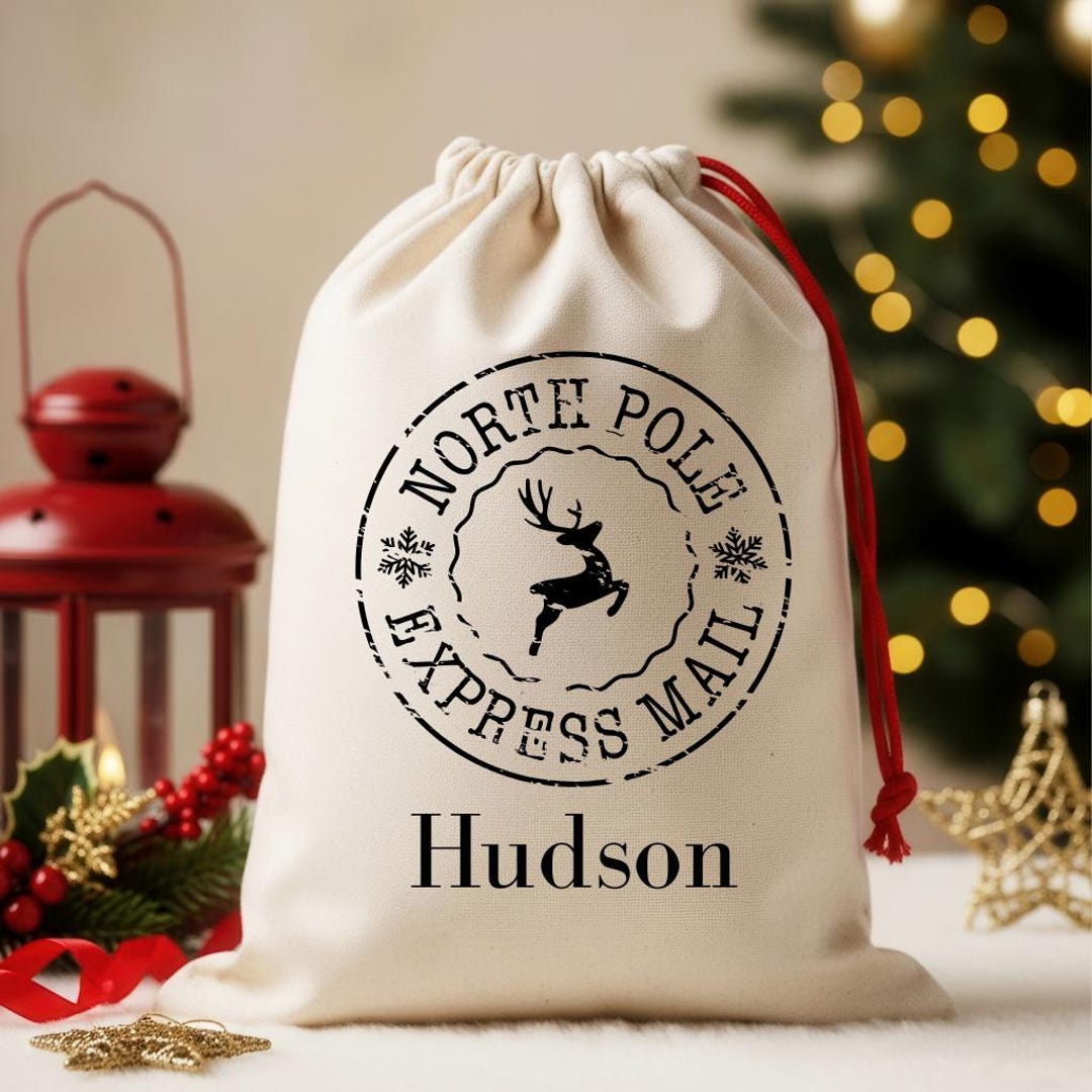 Santa Bag, North Pole Express Mail, Presents Bag, Christmas Gift Sack ...
