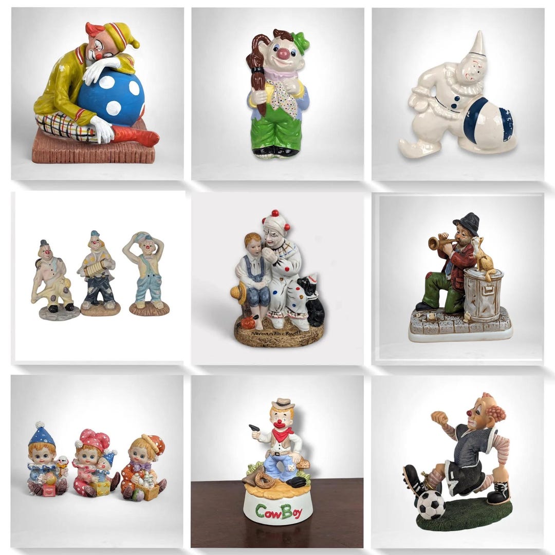 Vintage Clown Figurine, Ceramic Clown, Toscany Clown, Norman Rockwell ...