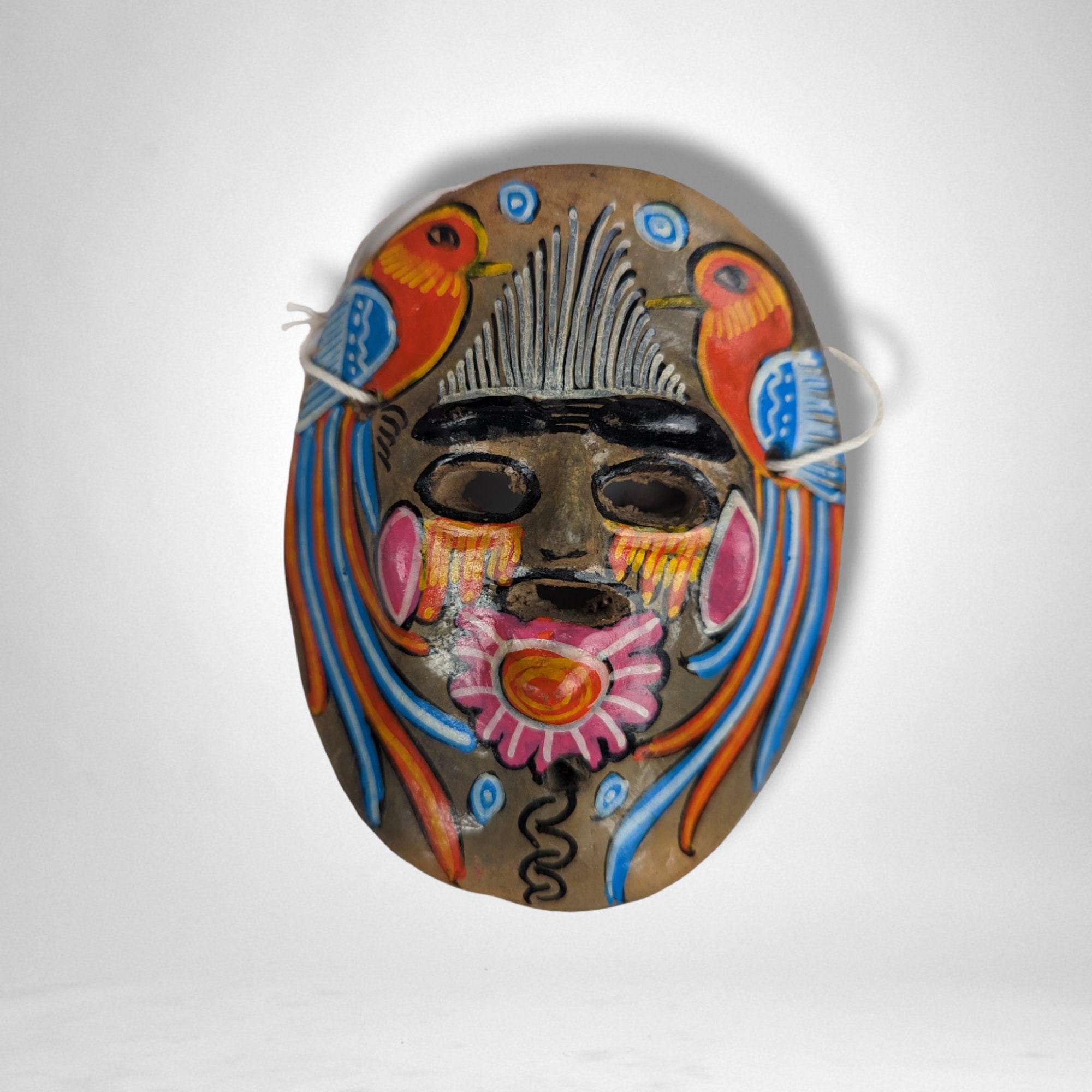 Set of 4 Hand Painted Terracotta Hanging Masks - Etsy