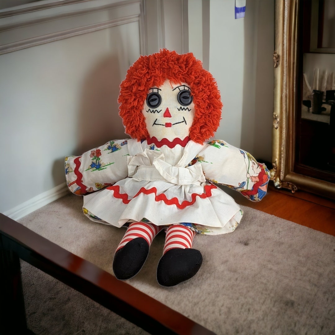 Vintage Handmade Raggedy Ann Doll Button Eyes 15 Tall Very Good ...