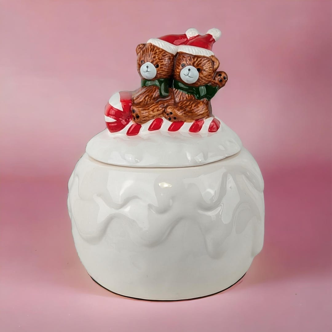 Vintage Christmas Around the World Snowball Candy Jar Ceramic Holiday ...
