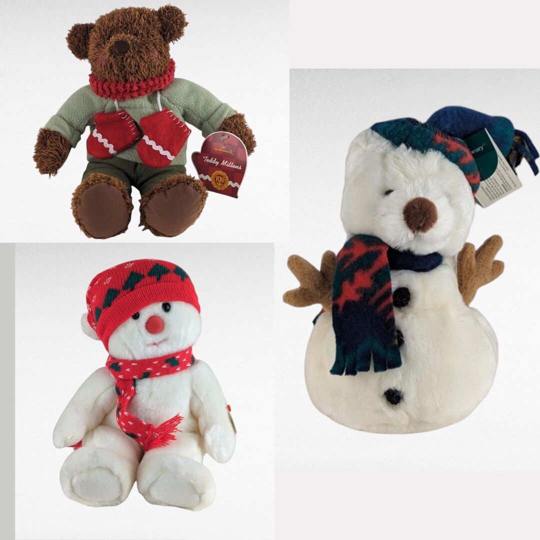 Vintage Christmas Plush Lot, Russ Snowbeary, Hallmark Teddy Mittens, Ty ...