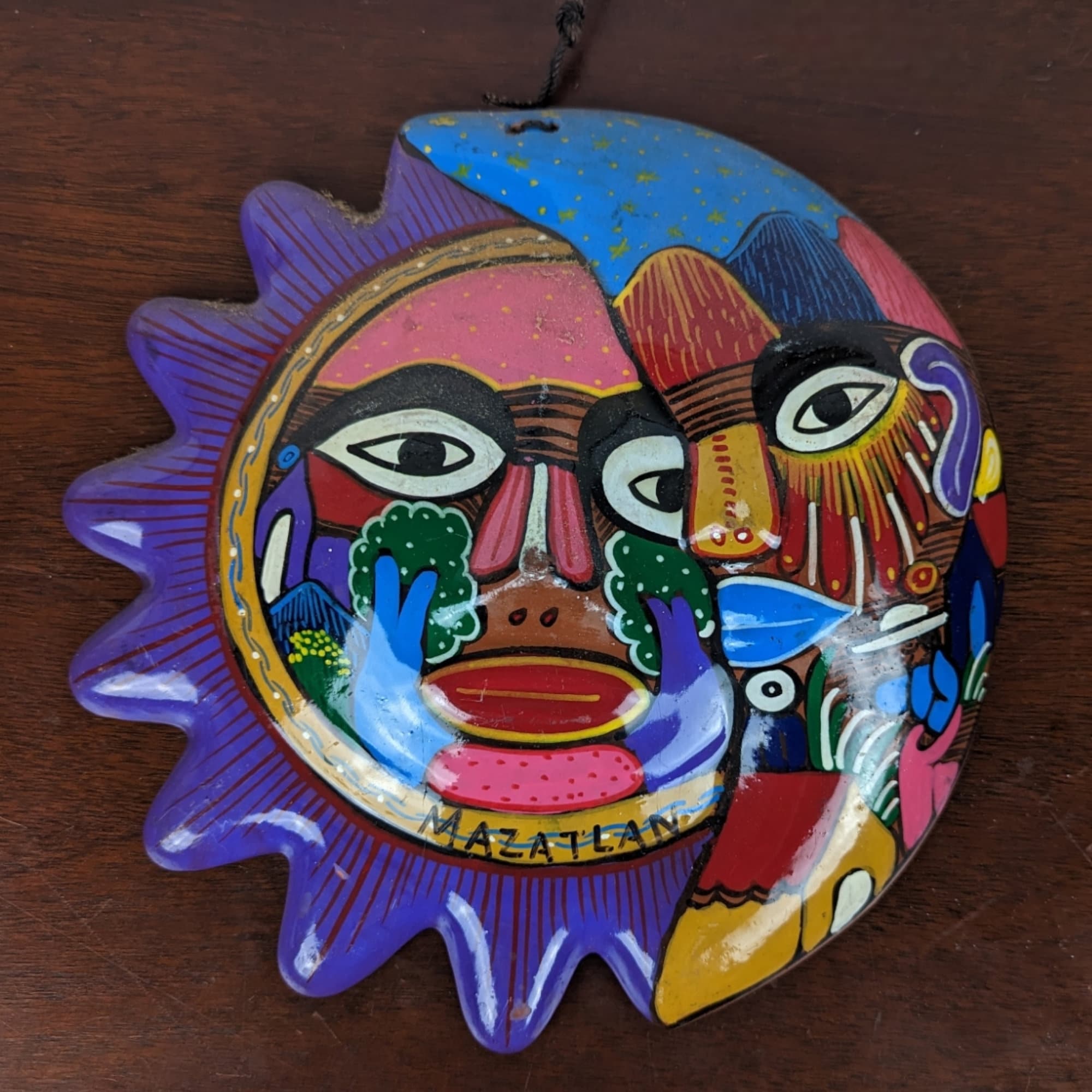 Mexican Folk Art Sun and Moon Terracotta Wall Decoration - Etsy