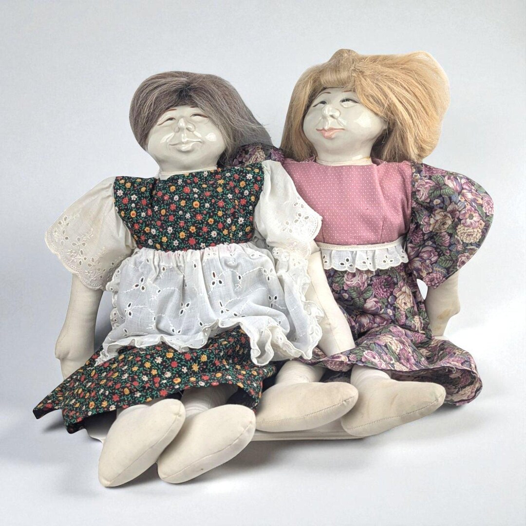 1970s Barbara Lorin Folk Art Dolls: Vintage Porcelain Head Pair - Etsy