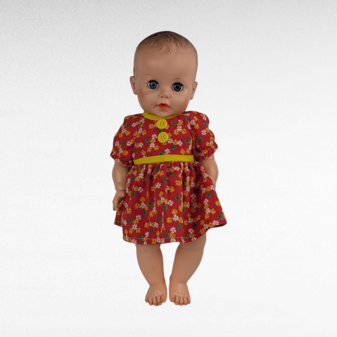 Vintage Eegee Baby Doll 14.5, Red Floral Dress, Moving Arms & Legs ...