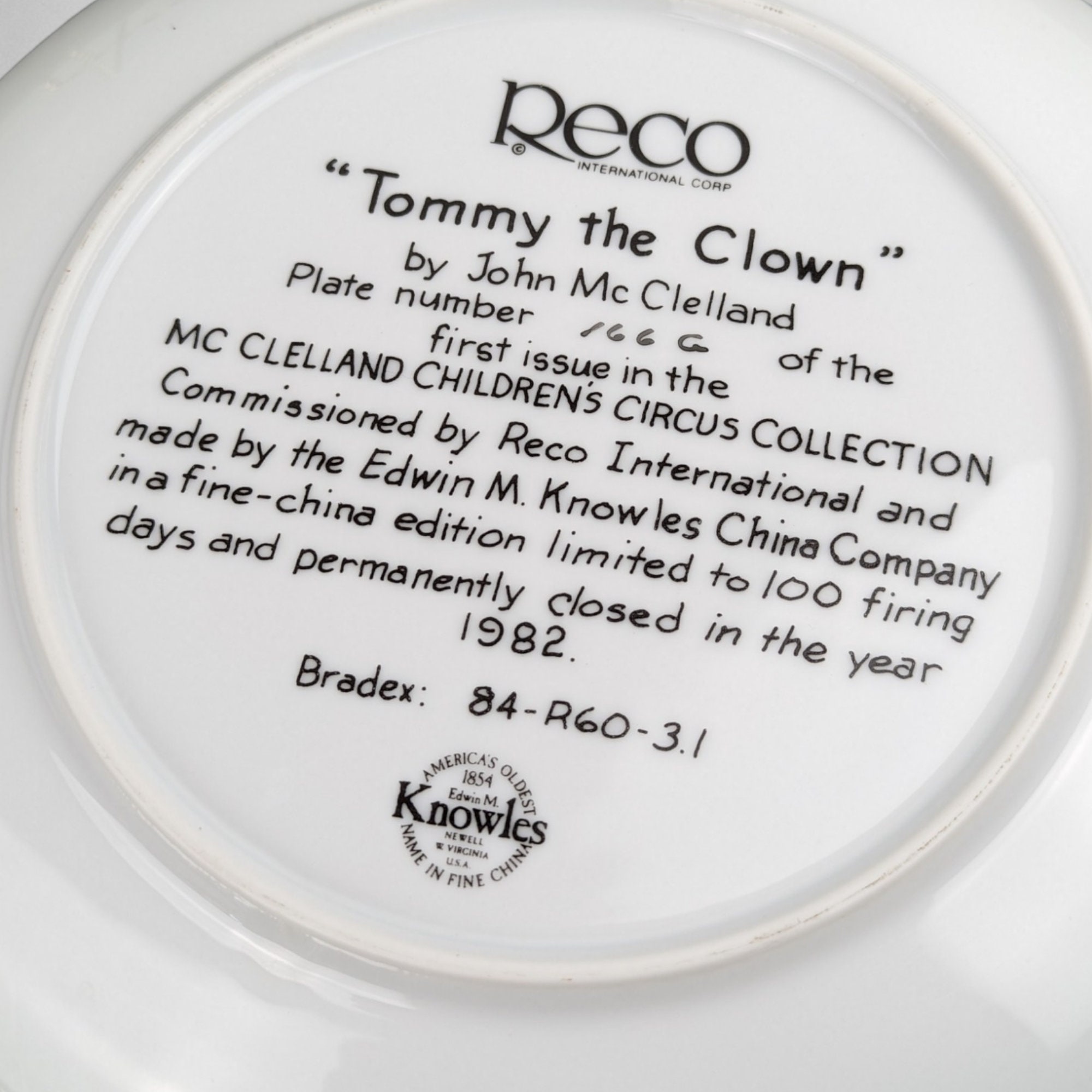 1983 Reco 'tommy the Clown' Collector Plate: Nostalgic - Etsy