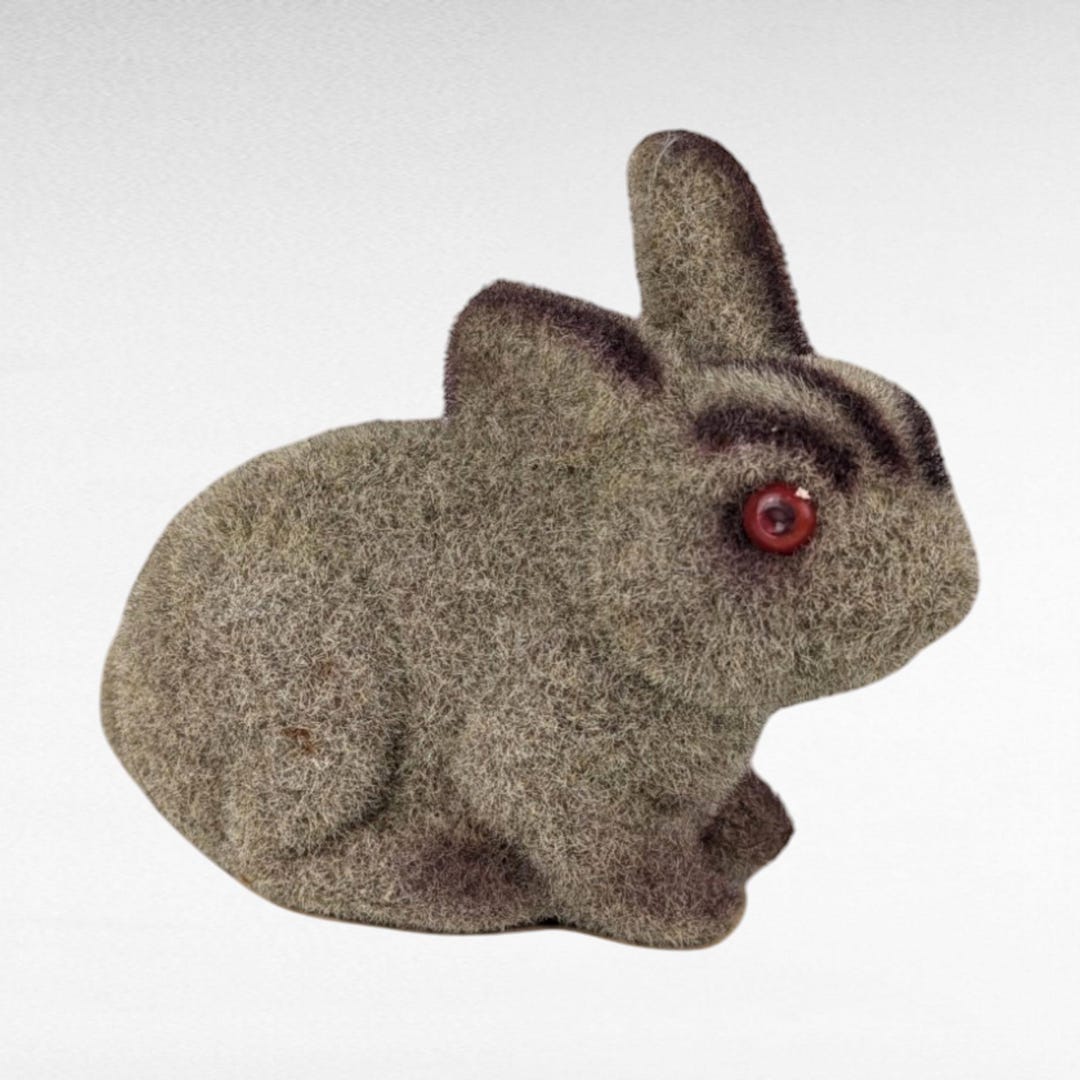 Vintage Brown Flocked Rabbit Bank, Bunny Coin Bank, Retro Animal Bank ...