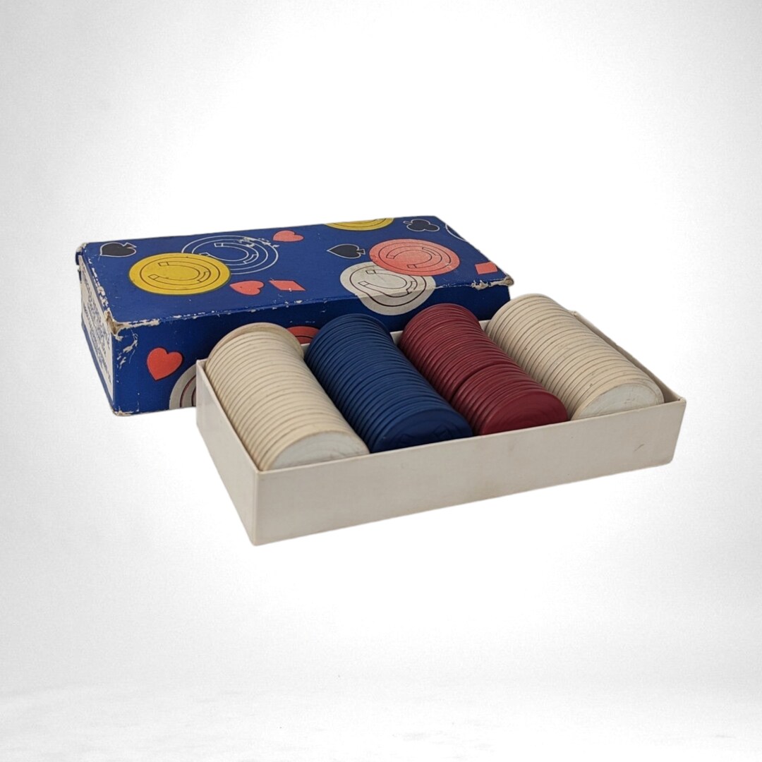 Vintage Thesco Horse Shoe Poker Chips Set With Box Collectible Casino ...