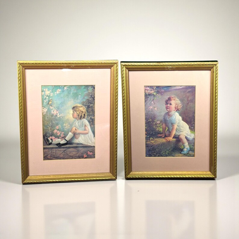 1930s Framed Little Girl Prints: Home of the Bluebird and Song of the ...