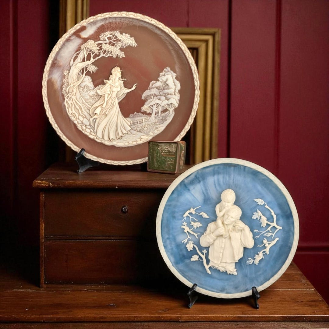 Vintage Incolay Stone Plates Limited Edition Cameo Art Wall Decor - Etsy