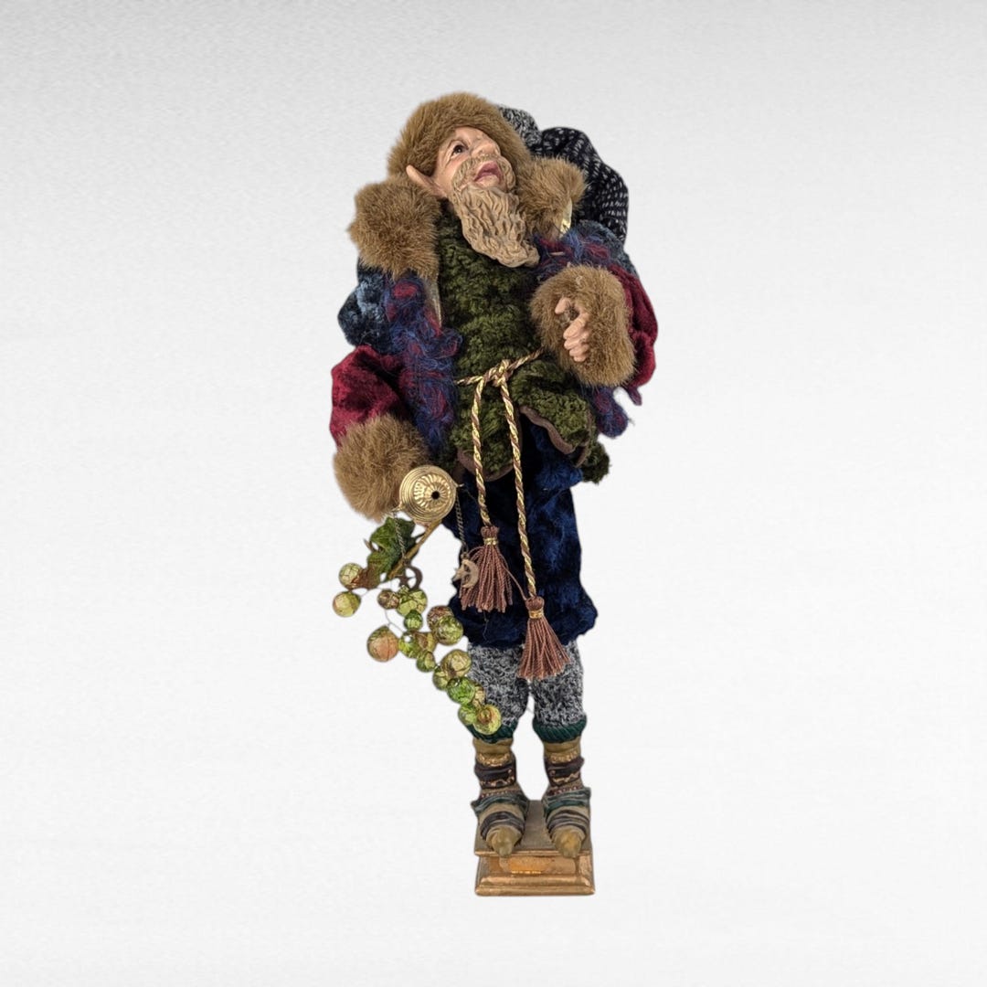 Vintage Santa's Elf Jester Figure With Grapes | Whimsical Christmas ...