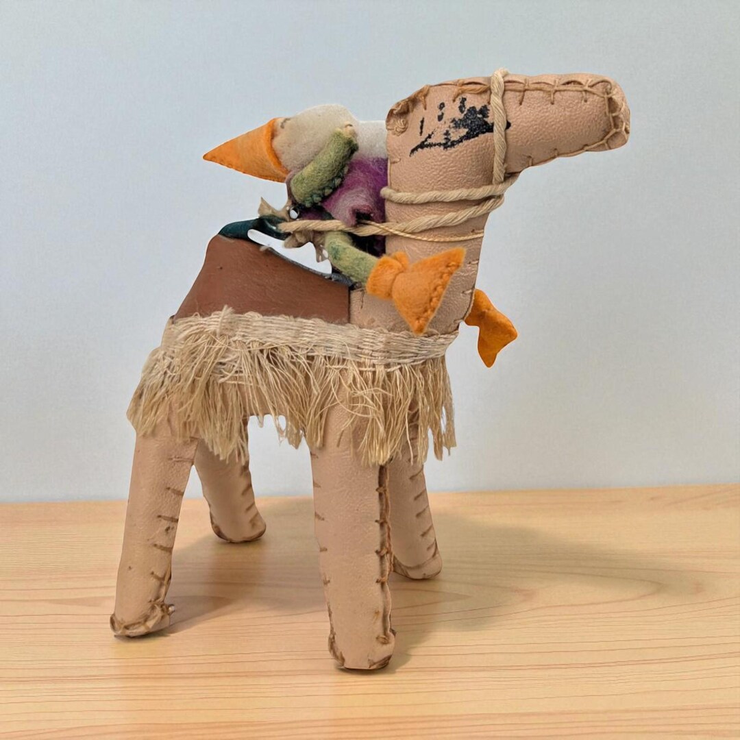 Vintage Faux Leather Camel & Elf Figure - Etsy