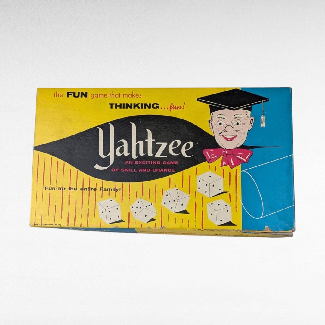 1956 Lowe Co. Yahtzee Game, Vintage Yahtzee, Dice Game, Family Game ...