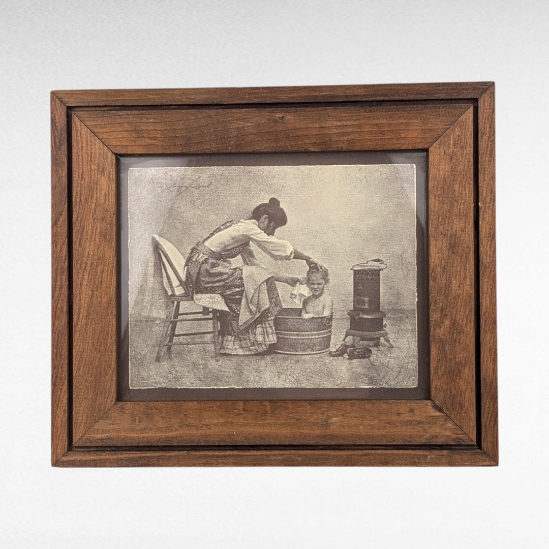 Vintage R. Hendrickson Mother and Child Print, Black and White, Framed ...