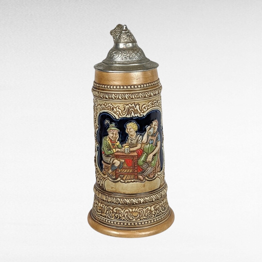 Vintage Ceramarte Brazil Lidded Ceramic Stein, Tavern Scene, 10 Inches ...