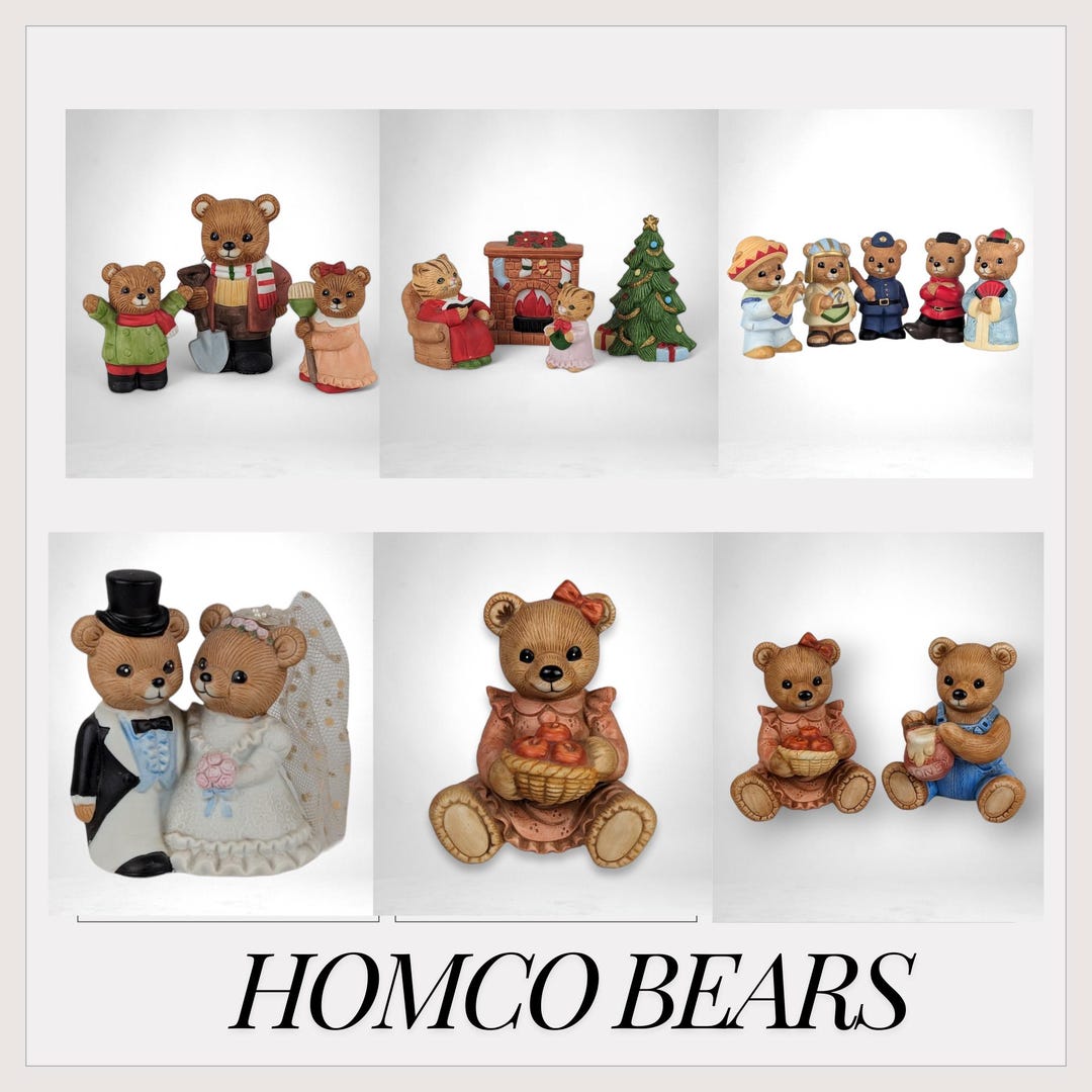 Vintage Homco Ceramic Bears, Figurines, Christmas Bears, Wedding Bears ...