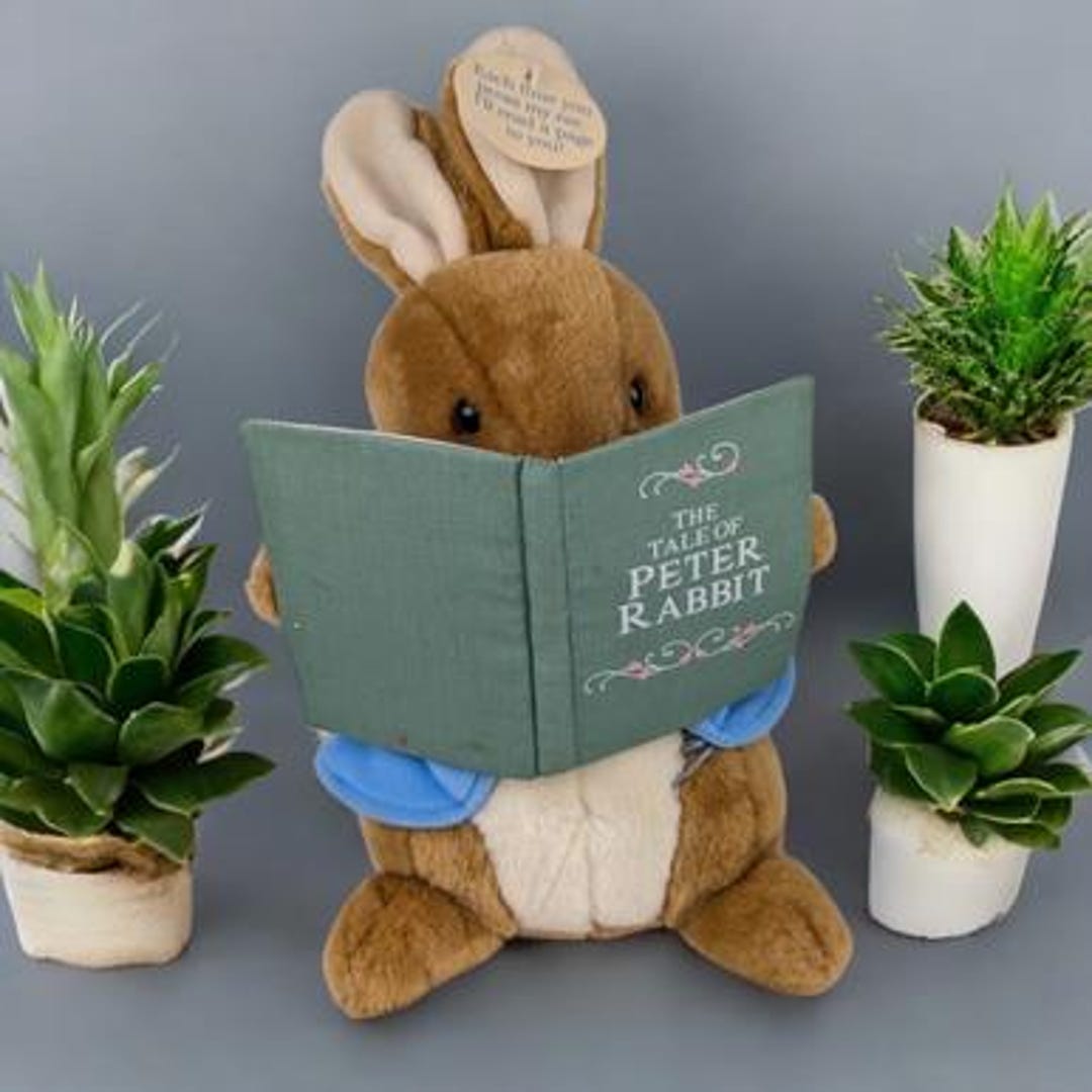 Vintage Eden Peter Rabbit Reading Plush | 12" Tall | Interactive Toy ...