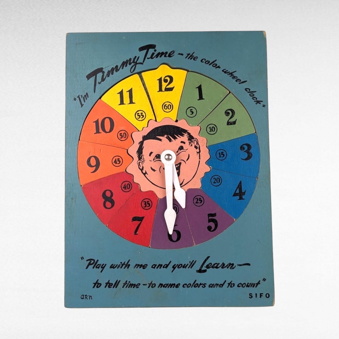 Vintage Sifo Timmy Time Color Wheel Clock Puzzle Wooden Educational Toy ...