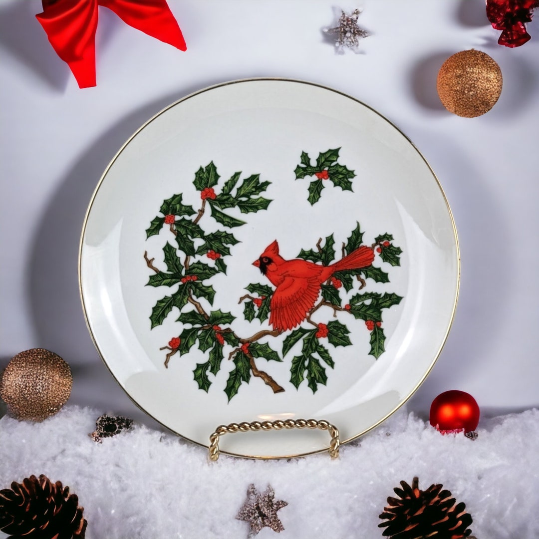 Vintage Lefton China Cardinal Plate 8 Dinner Plate Bird Decor Holiday ...