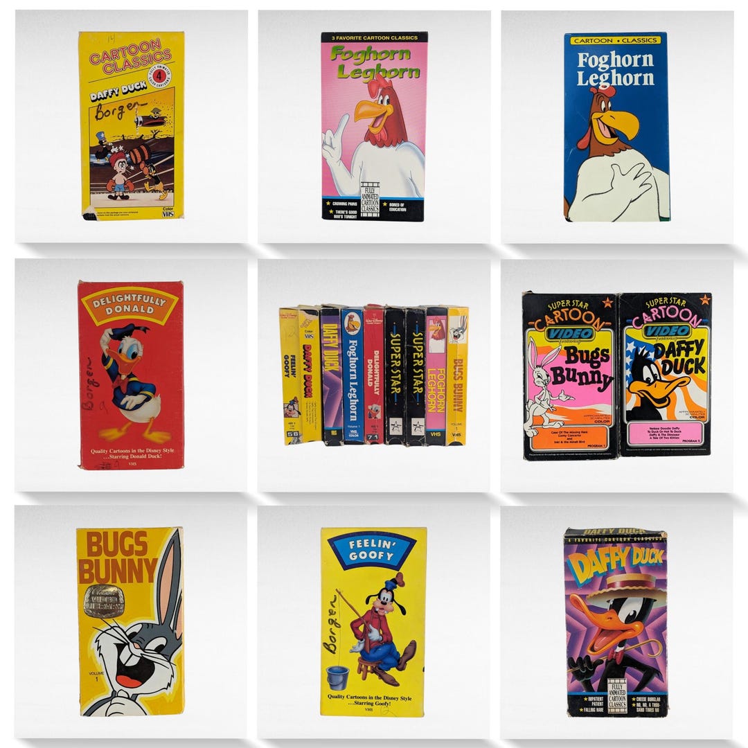 Vintage Cartoon VHS Lot, Disney, Looney Tunes, Bugs Bunny, Daffy Duck ...