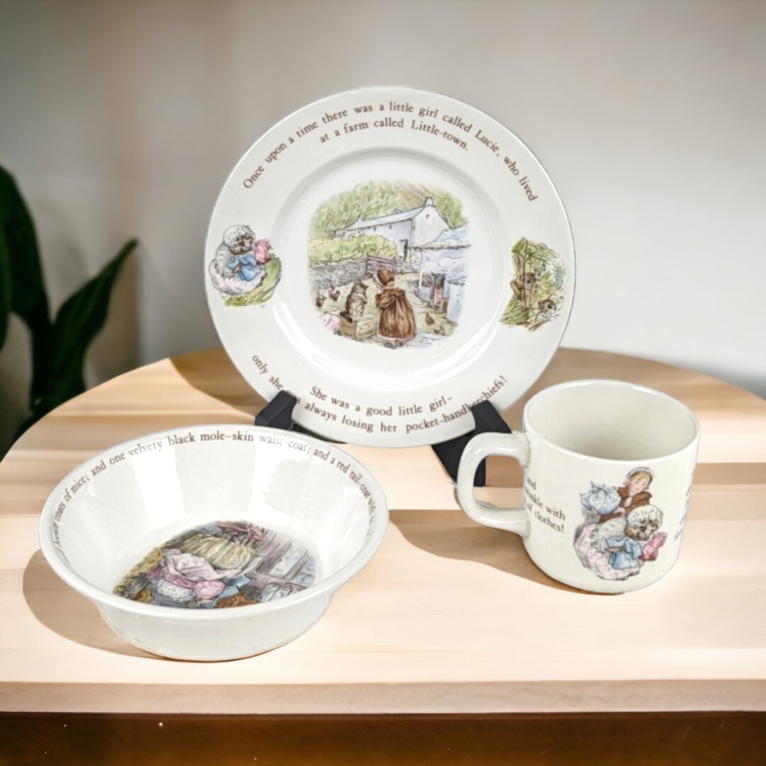 Wedgwood Beatrix Potter Nursery Set 1970s, Mug crazed, Plate, Bowl - Etsy