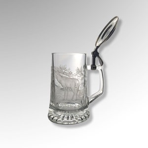 ALWE German Clear Glass Beer Stein With Deer - Etsy