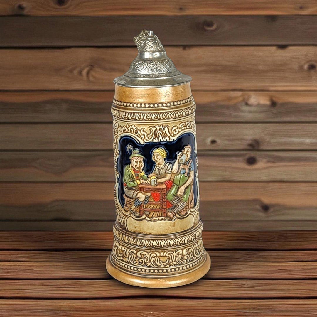 Vintage Tavern Scene Lidded Stein: Ceramarte Brazil Beer Mug - Etsy