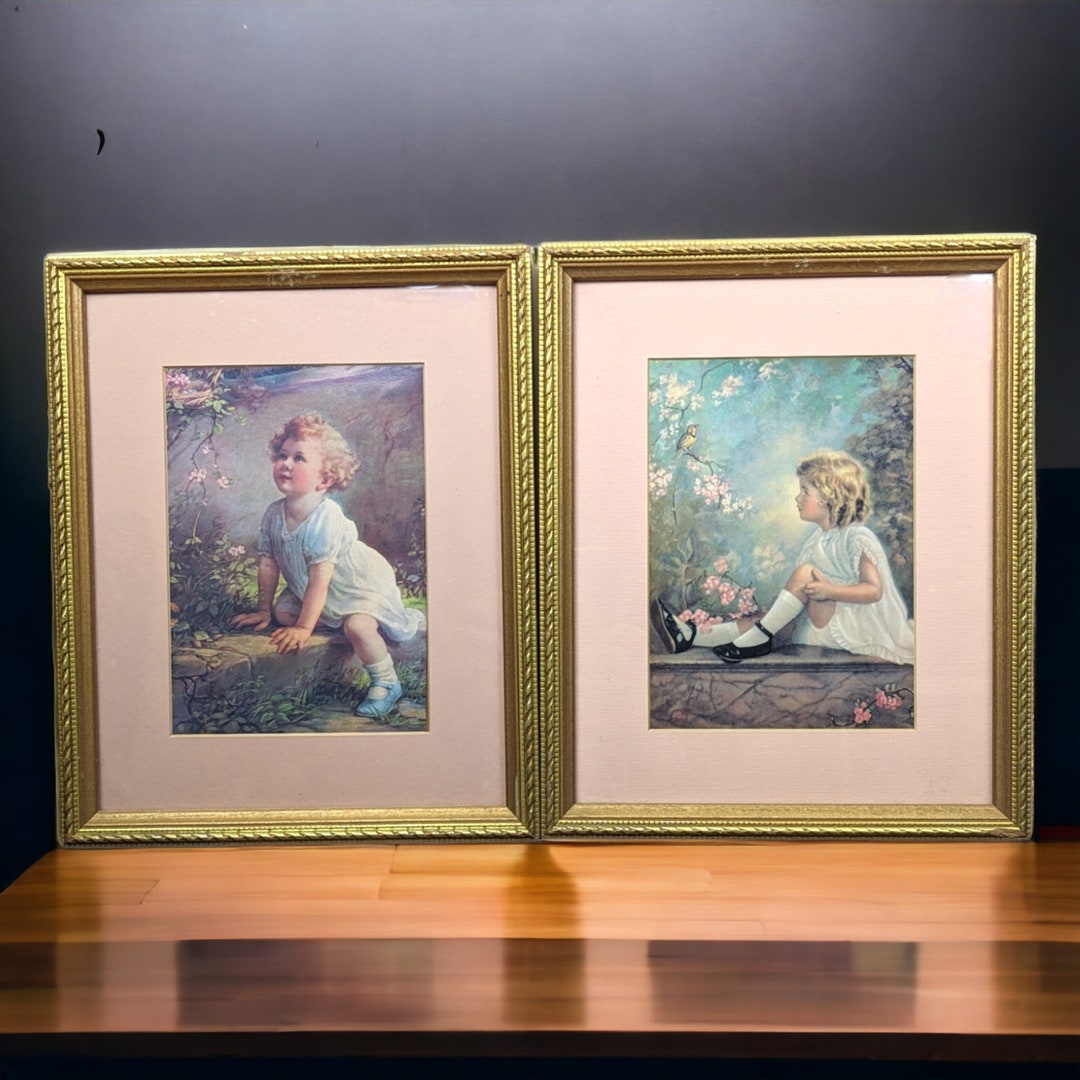 1930s Framed Prints: 'song of the Bluebird' & 'song of the Lark' 10 3 ...