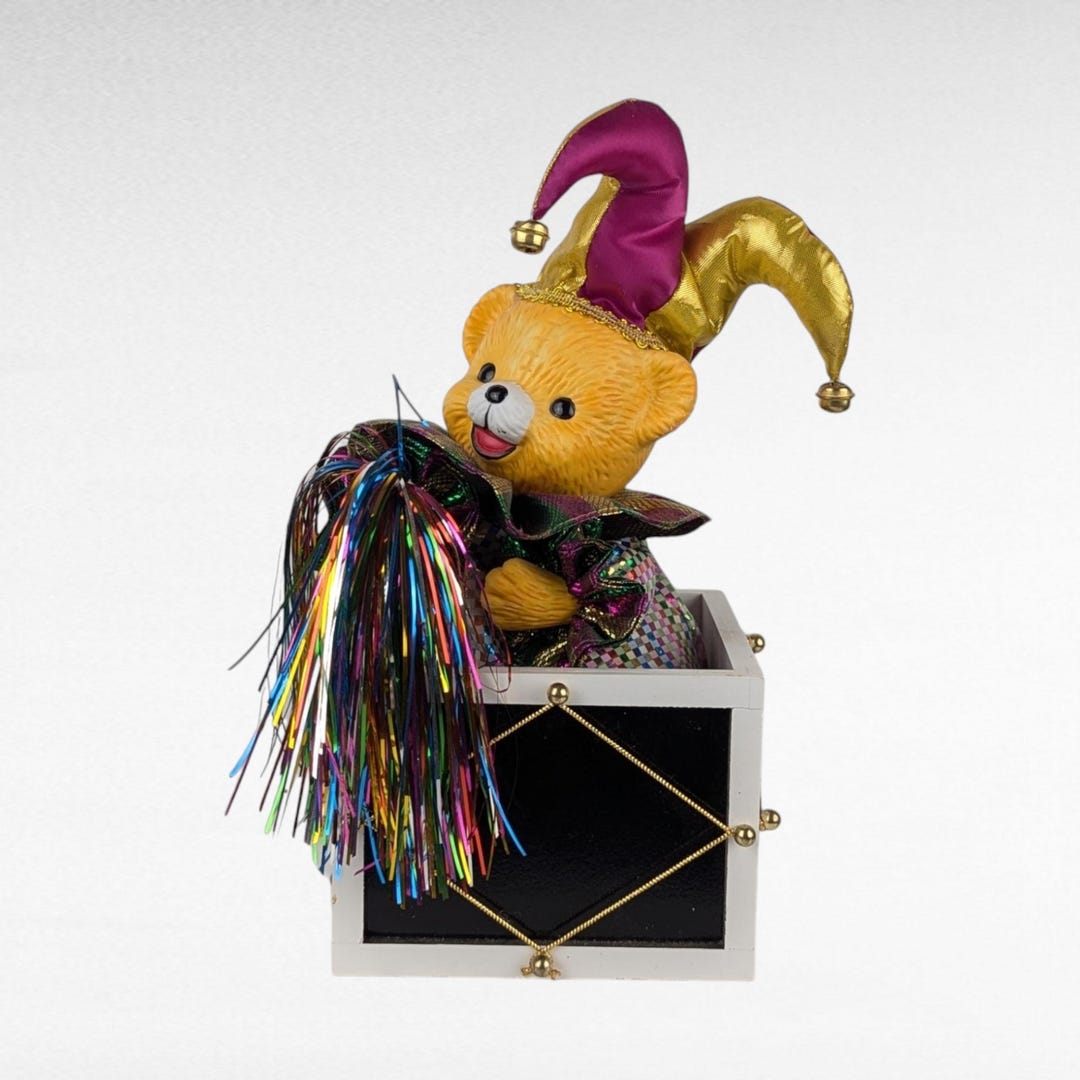 1989 San Francisco Music Box Jester Bear, Vintage Music Box, Animated ...