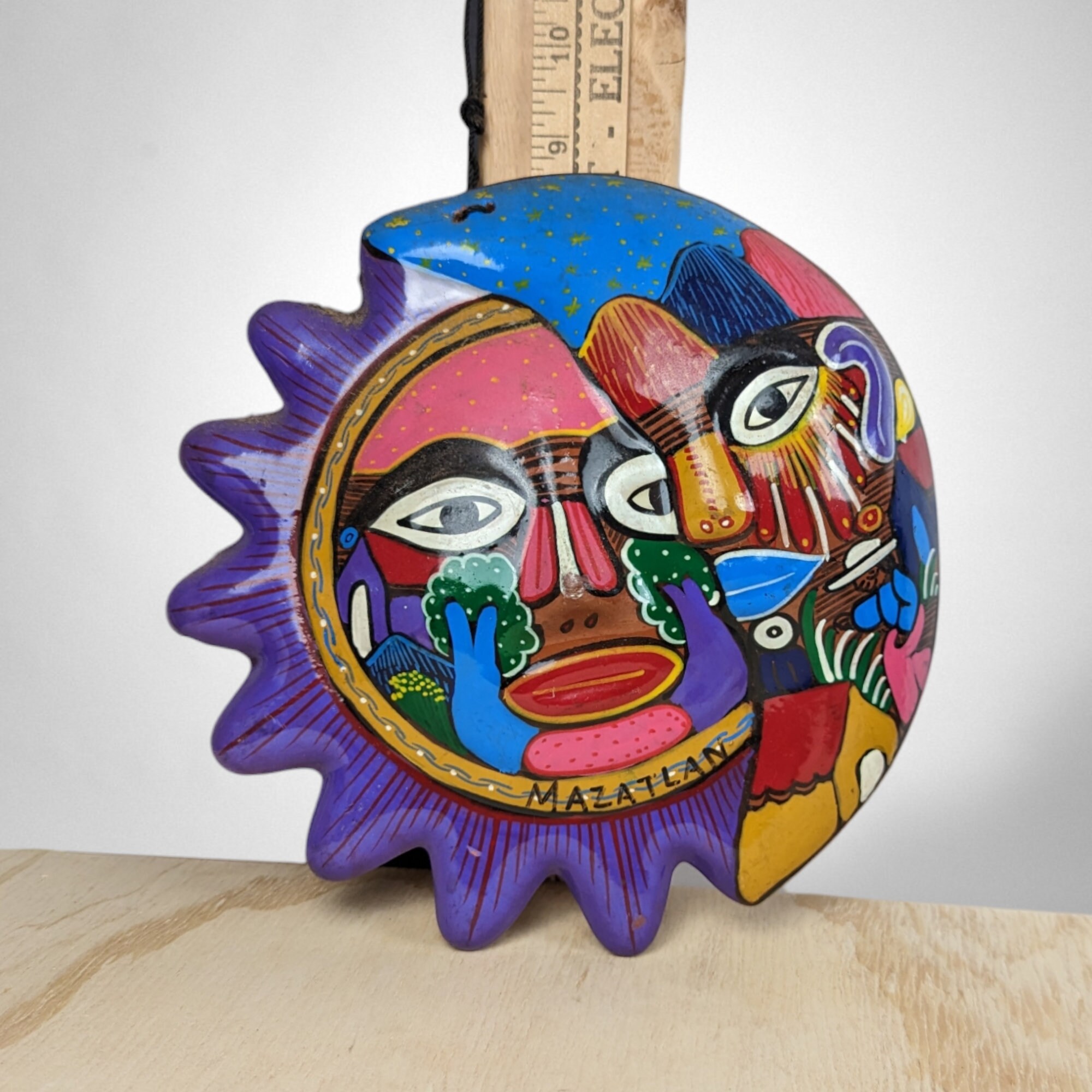 Mexican Folk Art Sun and Moon Terracotta Wall Decoration - Etsy