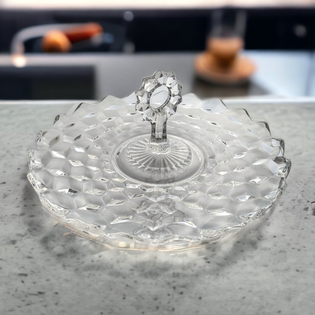 Vintage Fostoria American Clear Glass Serving Tray With Handle ...