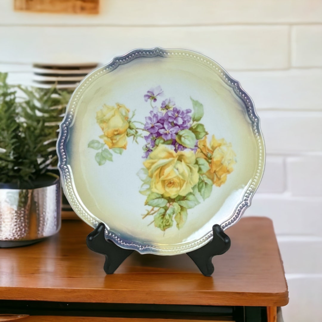 PK Silesia Blue and Yellow Plate With Yellow and Purple - Etsy