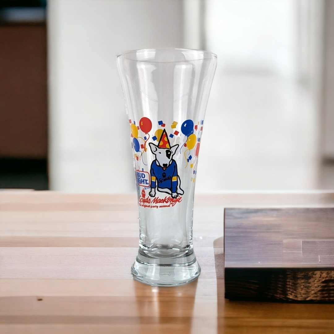 Vintage 1987 Bud Light Spuds Mackenzie Beer Glass Nostalgic Collectible ...
