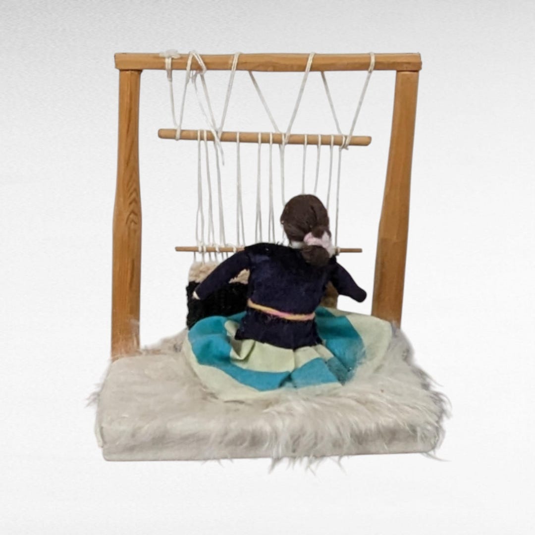 Navajo Weaver Woman Figurine, Loom Display, Native American Art ...