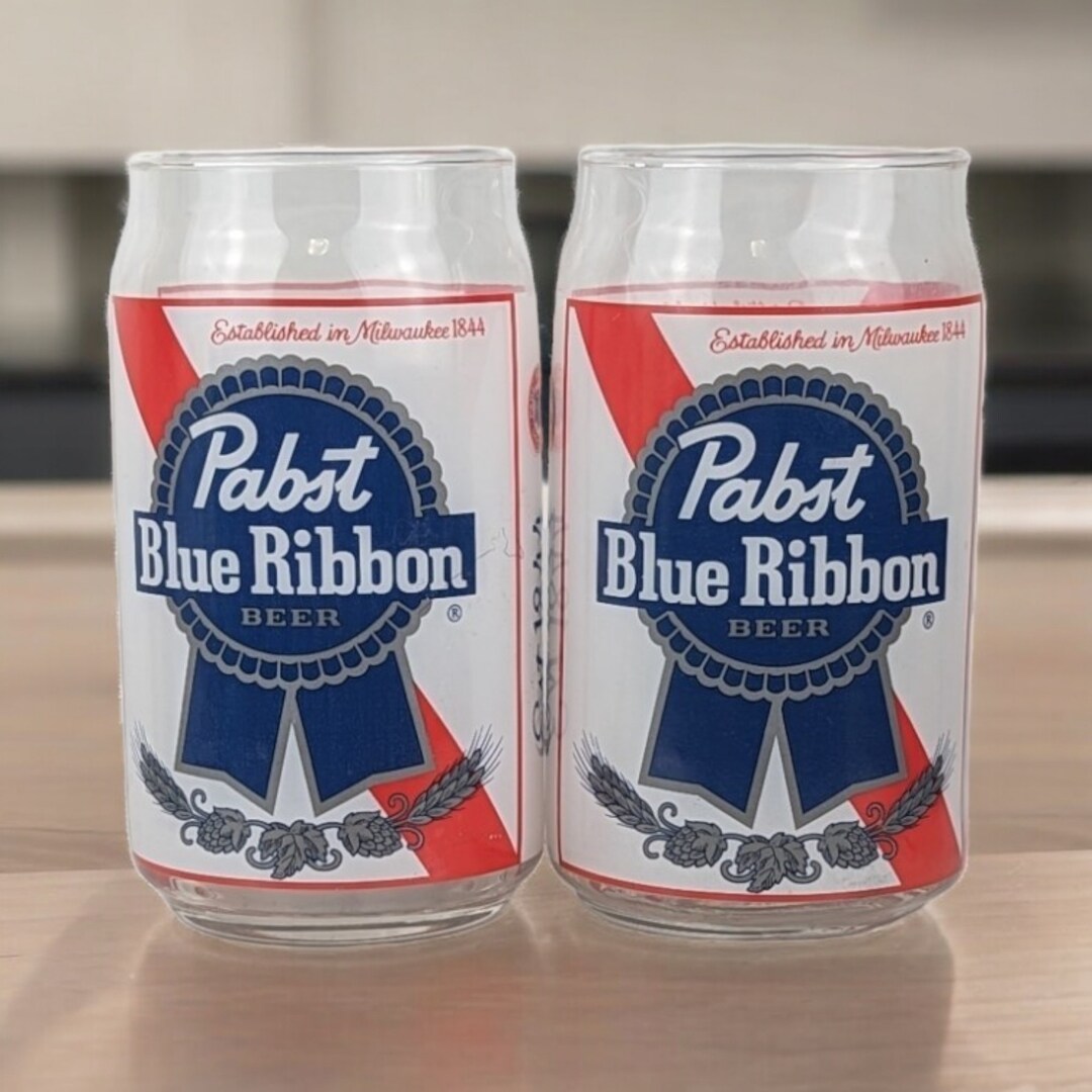 Vintage Pabst Blue Ribbon Beer Glasses, Pair, 5.5 Tall, Excellent ...