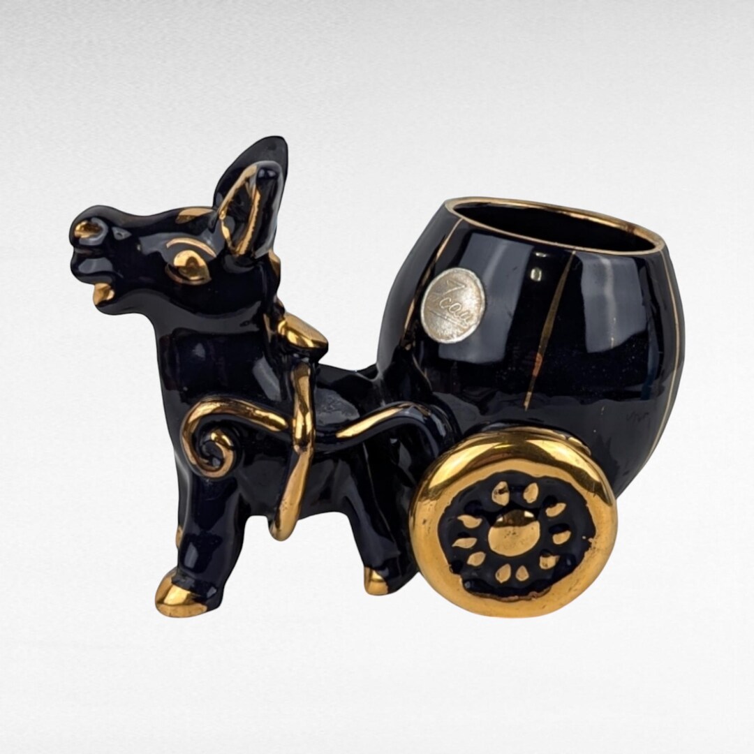 Vintage Italian Donkey and Cart Figurine - Ceramic Donkey Figurine ...