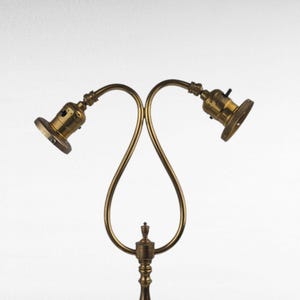 Vintage Double Brass Lamp, Gooseneck Lamp, Table Lamp, Brass Lighting ...