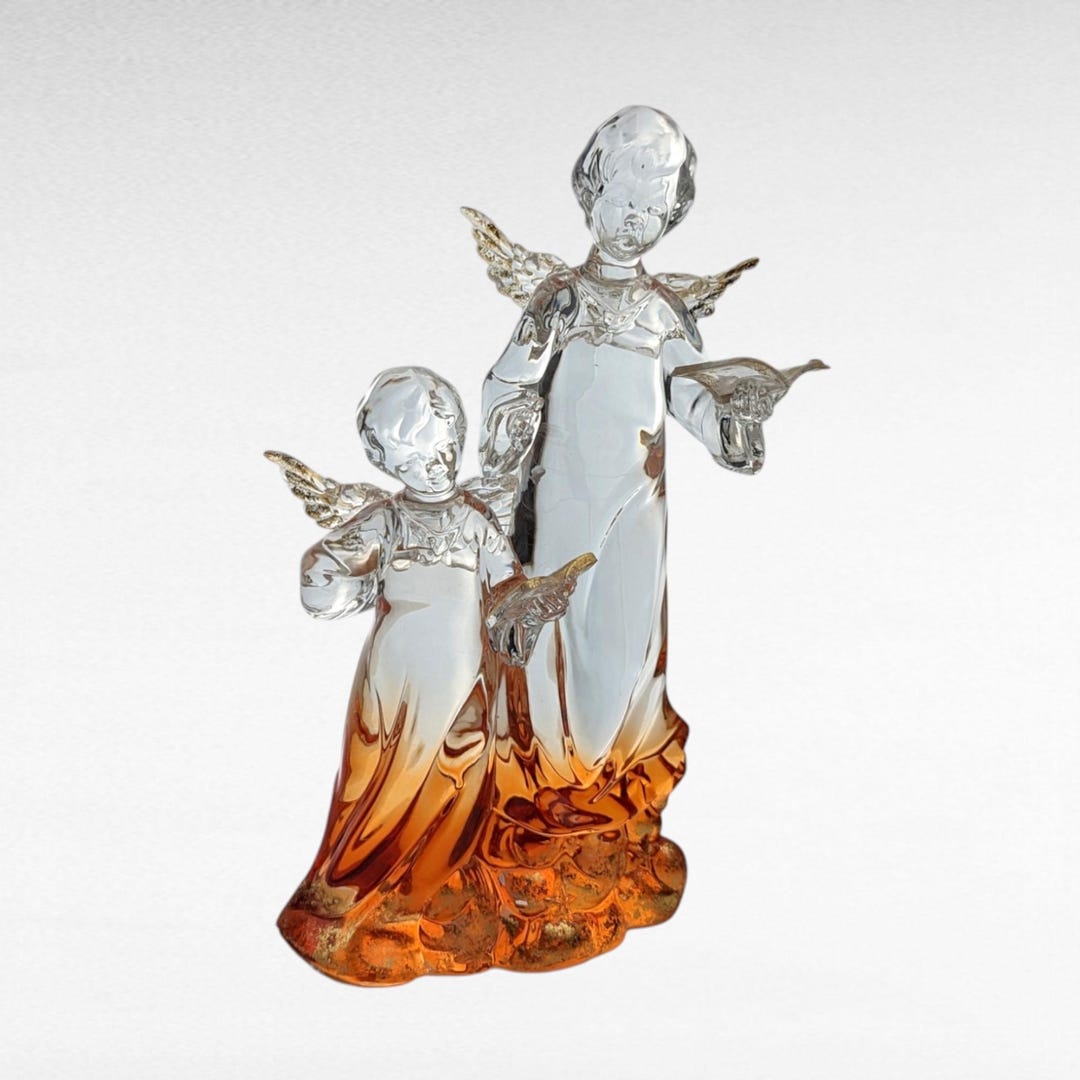 Vintage Golden Treasures Acrylic Angels Figurine, Amber and Clear ...