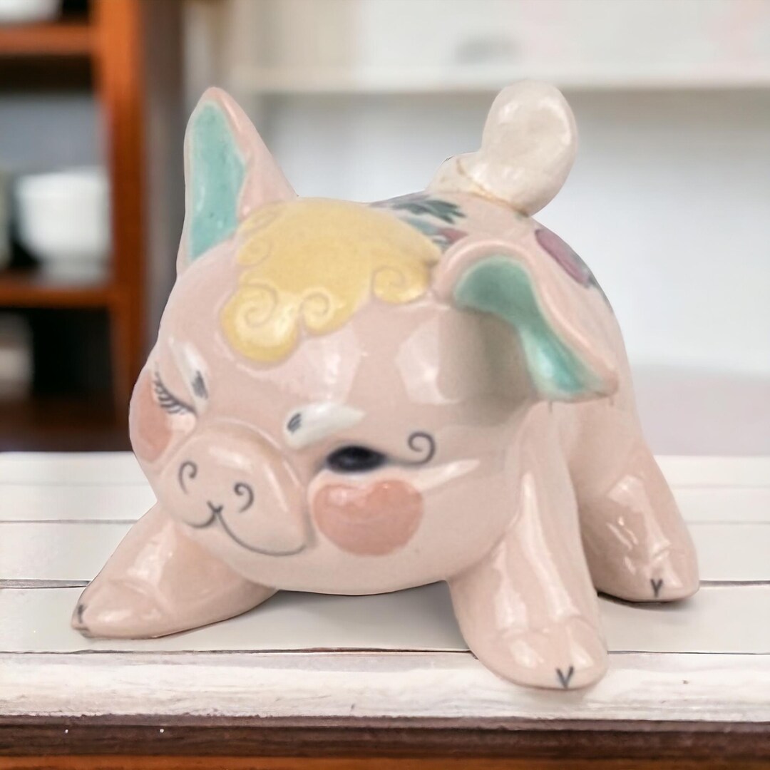 Vintage Kay Finch Ceramic Winking Pig Figurine, Repaired Tail - Etsy